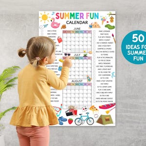 Summer Activity Calendar for Kids: 50 Fun Ideas, Printable Poster ...