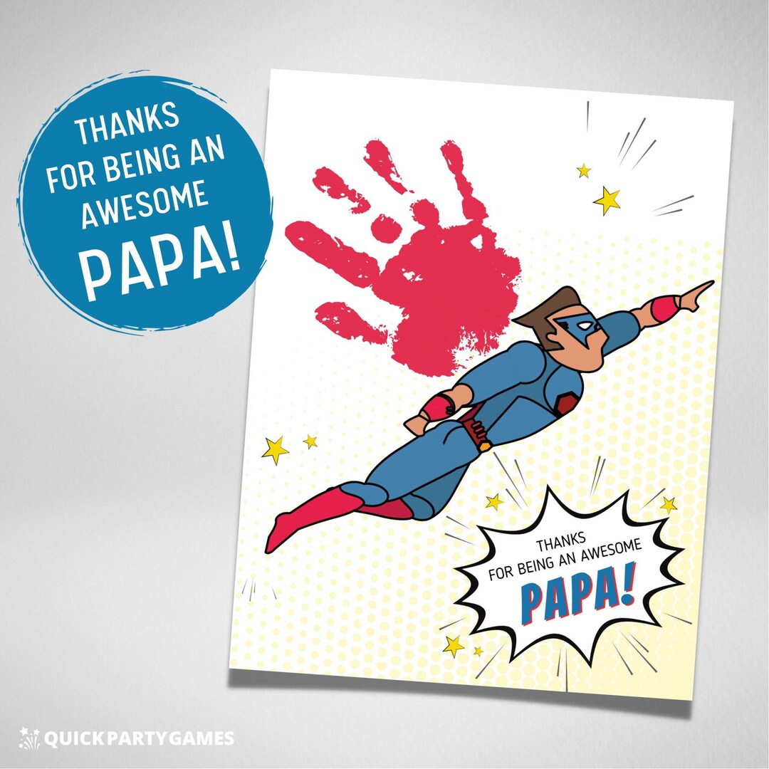 PAPA - Father's Day Printable | Handprint Art Craft | Thanks Awesome ...
