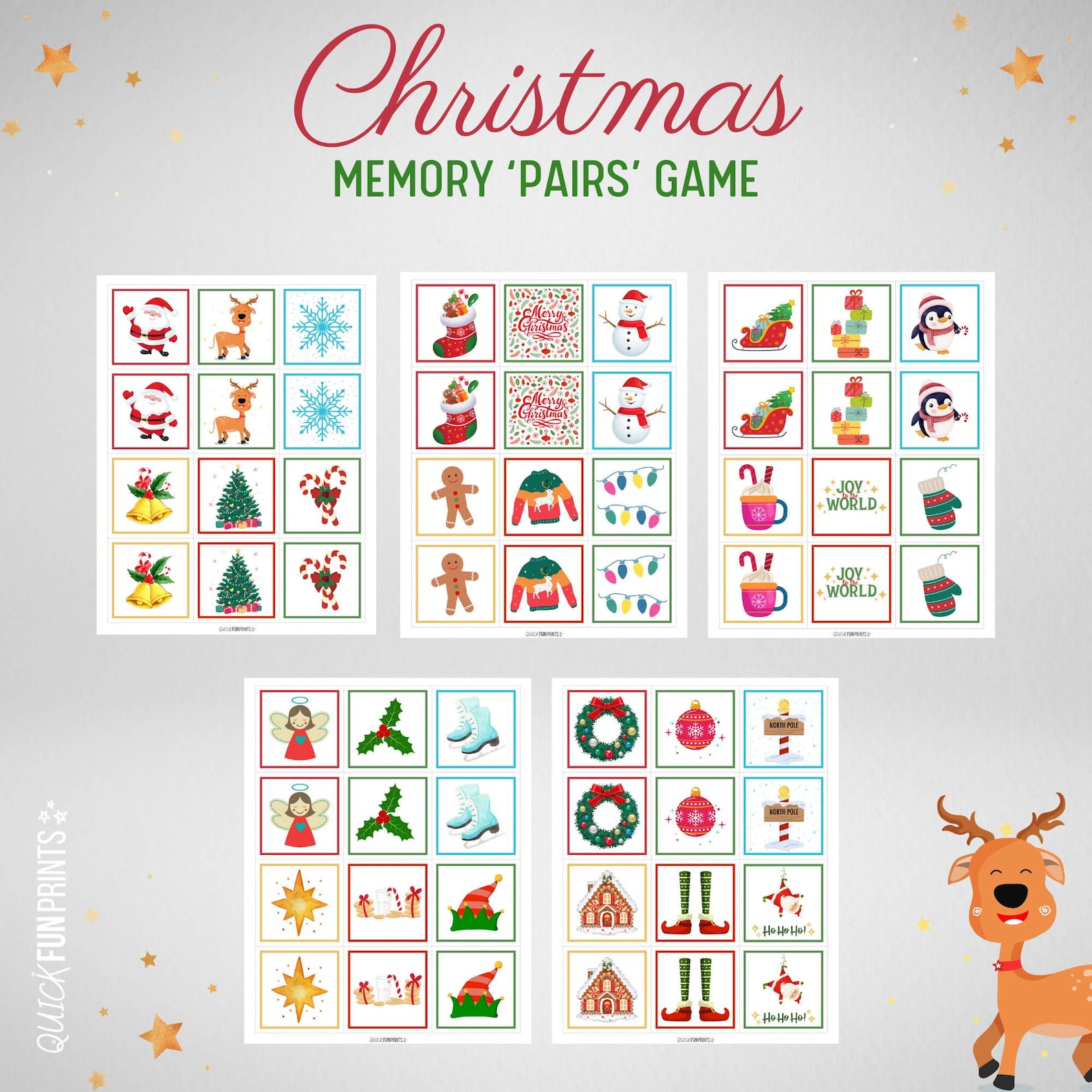 Christmas Memory Game, 60 Game Cards, Christmas Family Game, Xmas ...