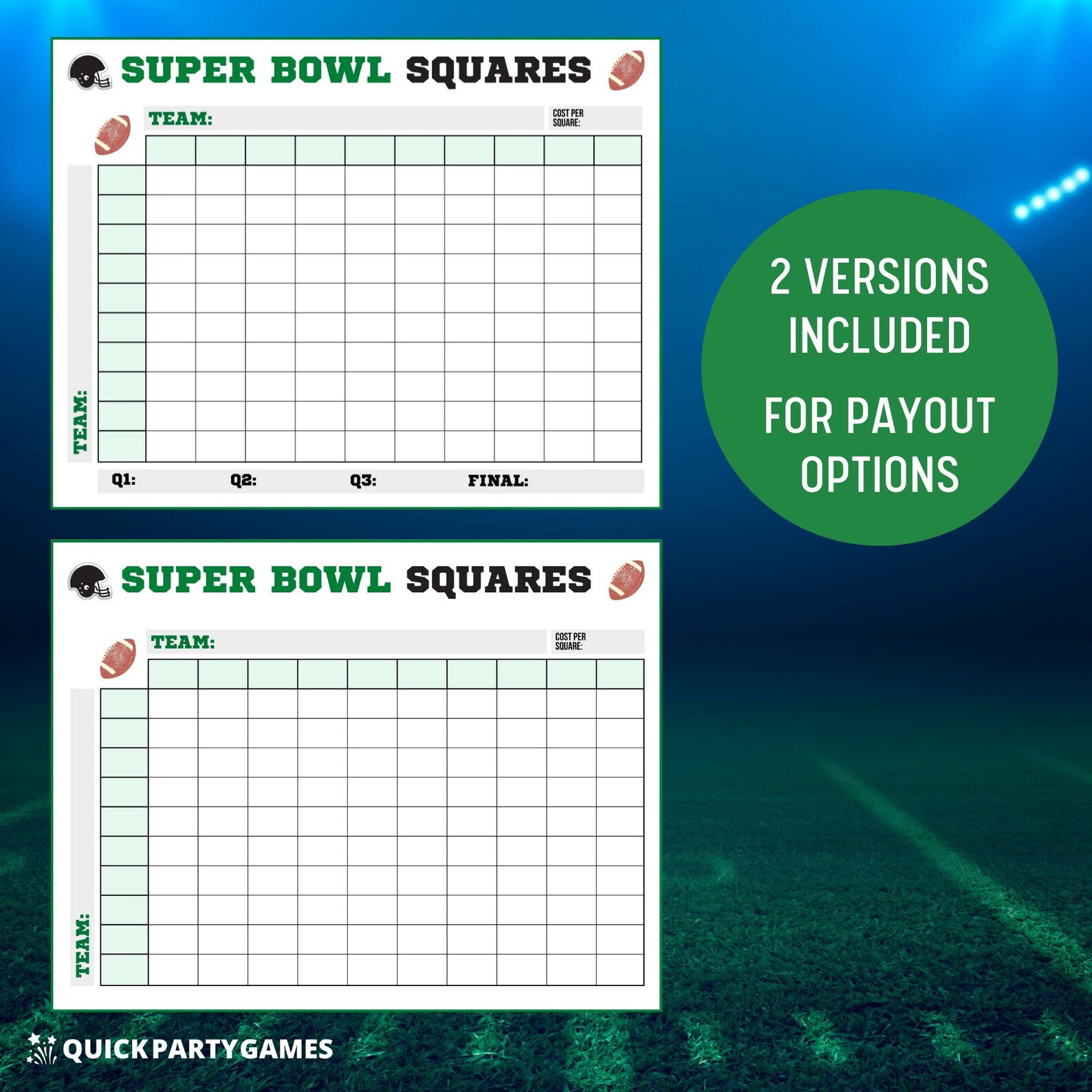 PRINTABLE Super Bowl Squares Game Super Bowl Squares | Etsy