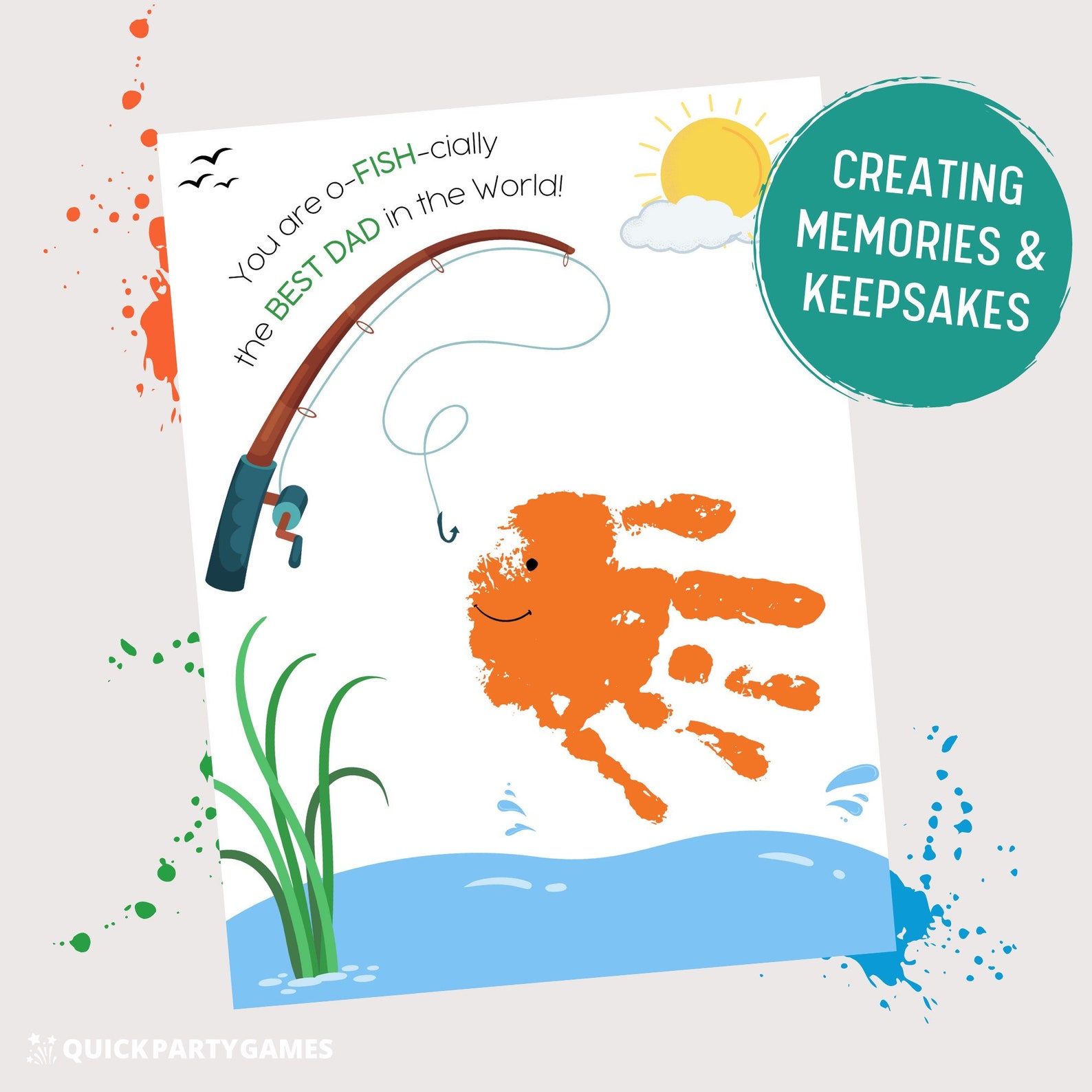 Best DAD, Father's Day Handprint Fishing, Gift for Dad, Birthday Gift ...