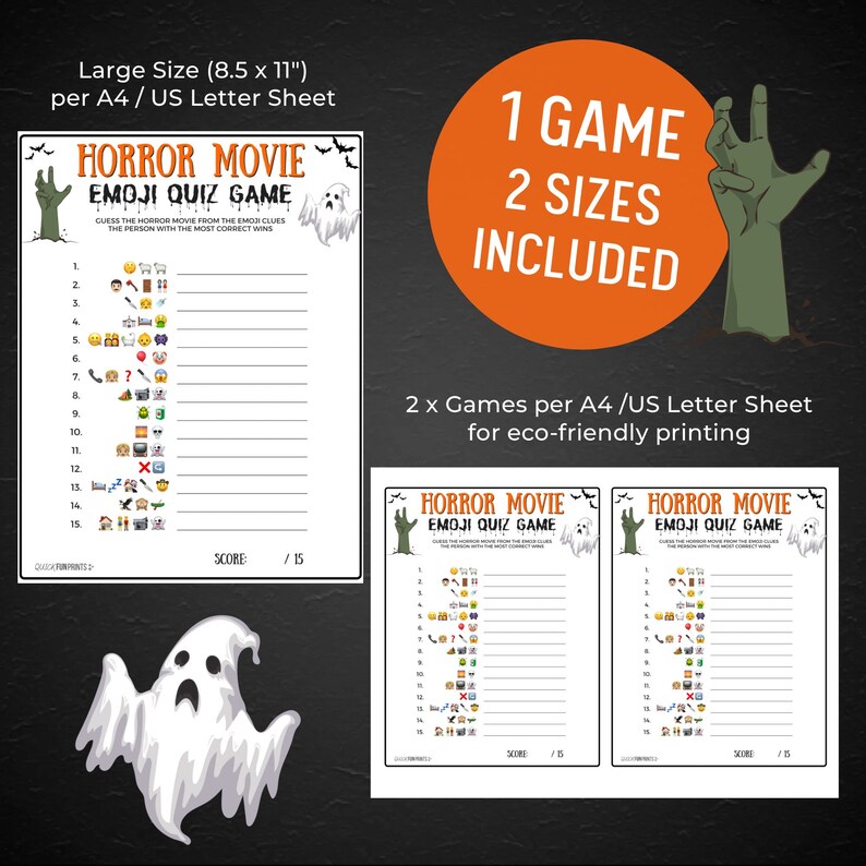 Horror Movie Emoji Pictionary, Halloween Party Game, Horror Movie Emoji ...