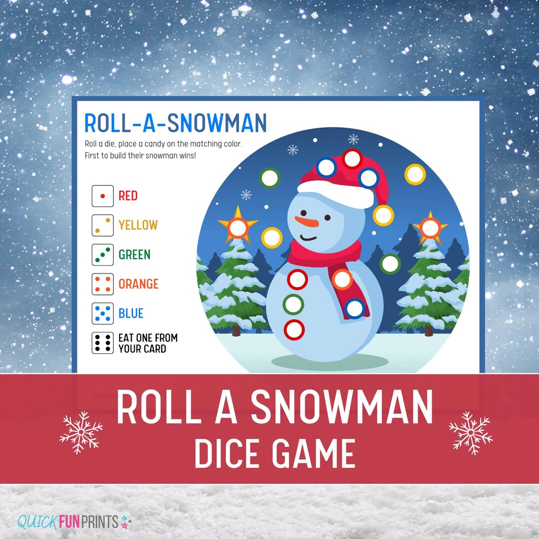 Roll A Snowman Game, Christmas Games for Kids, Christmas Dice Game ...