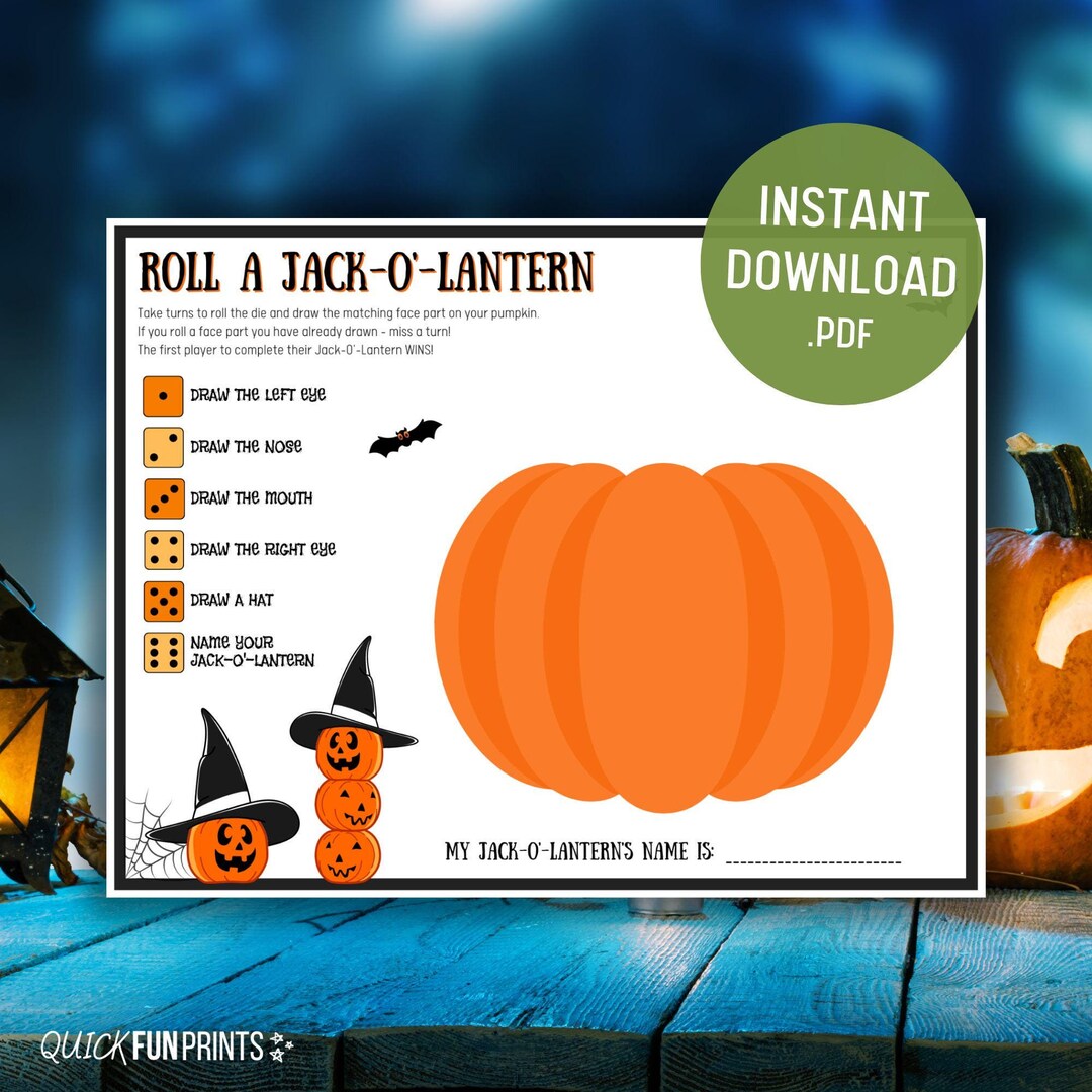 Halloween Roll a Jack-o'-lantern Dice Game: Halloween Roll A Pumpkin ...