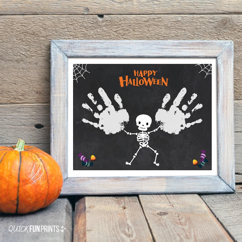 Halloween Skeleton Handprint Art: Personalized Keepsake or Gift ...