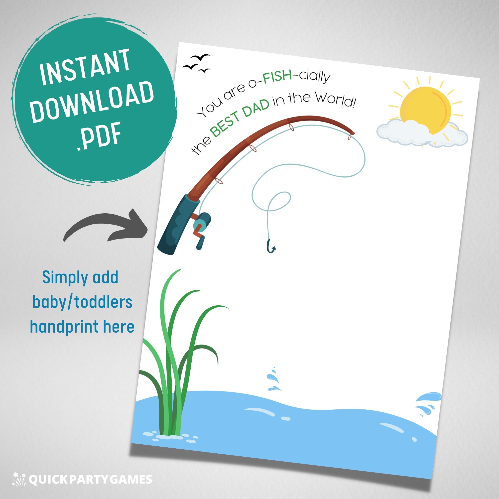 Best DAD, Father's Day Handprint Fishing, Gift for Dad, Birthday Gift ...