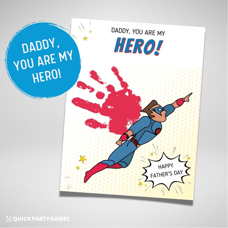 Father's Day Handprint Art: Daddy Hero Gift (digital Download) - Etsy