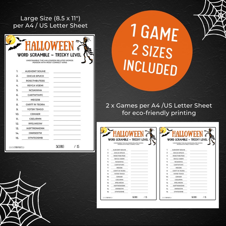 Halloween Word Scramble Game, Tricky Level, Halloween Word Scramble ...