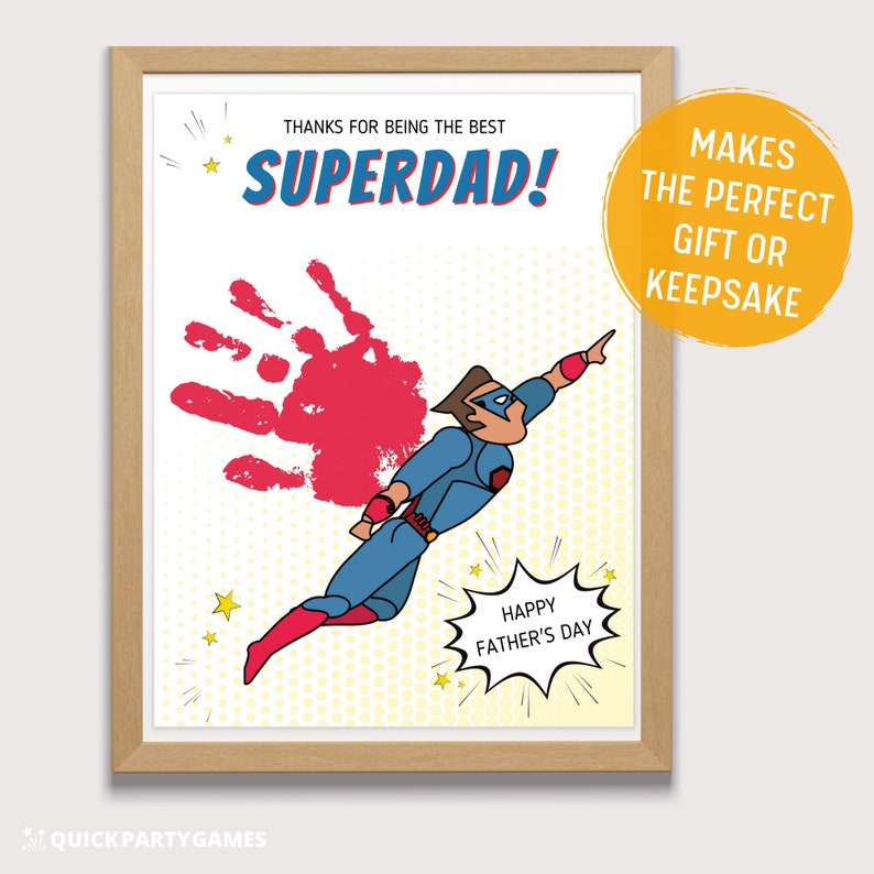 SUPERDAD Father's Day Printable | Handprint Art Craft | Superhero ...