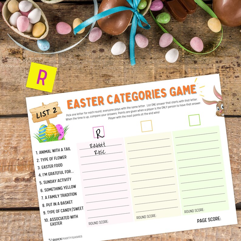 Scattergories Easter Game, Printable Easter Word Game for Kids, Easter ...