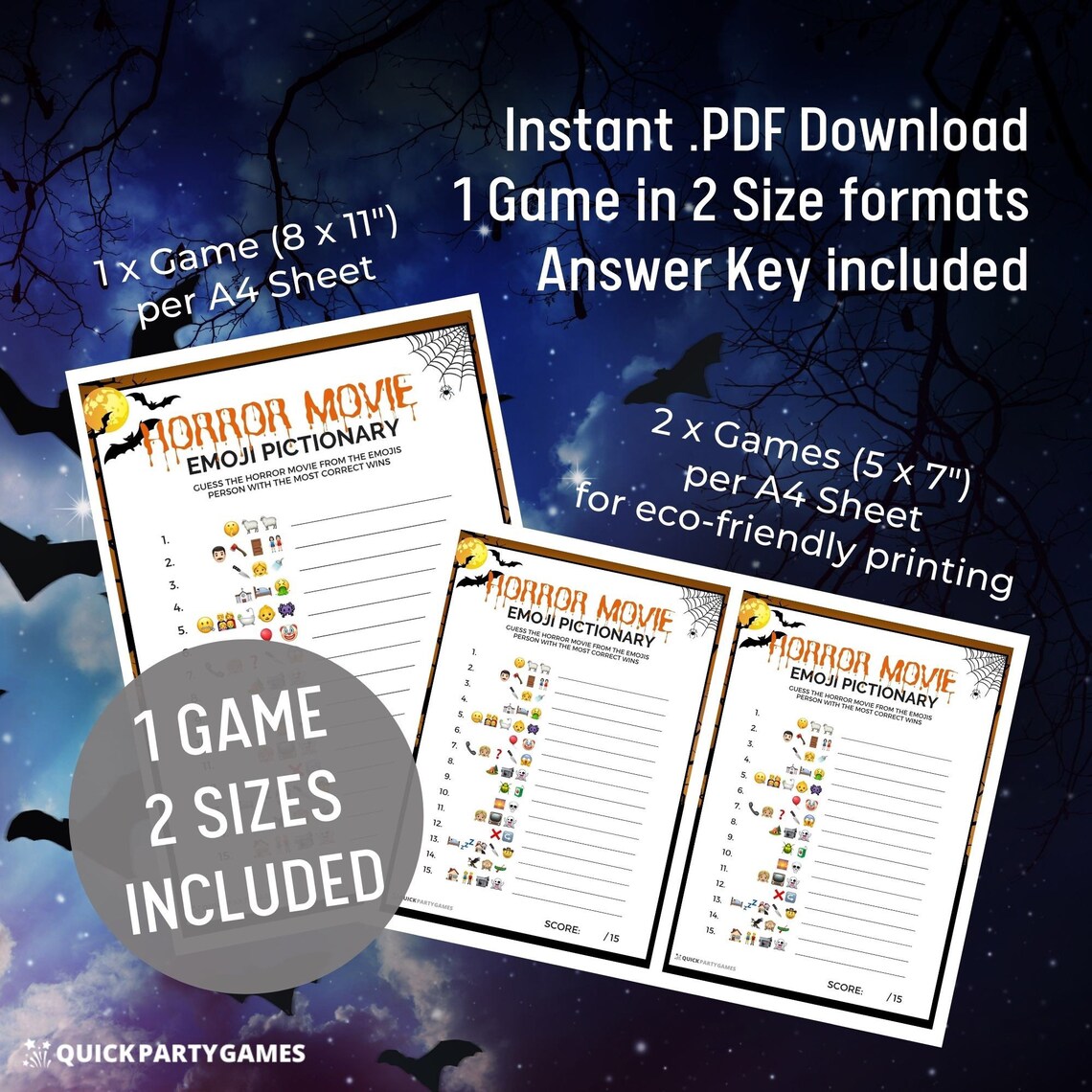 Horror Movie Emoji Pictionary Halloween Game Adults - Etsy