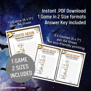 Horror Movie Emoji Pictionary Halloween Game Adults - Etsy
