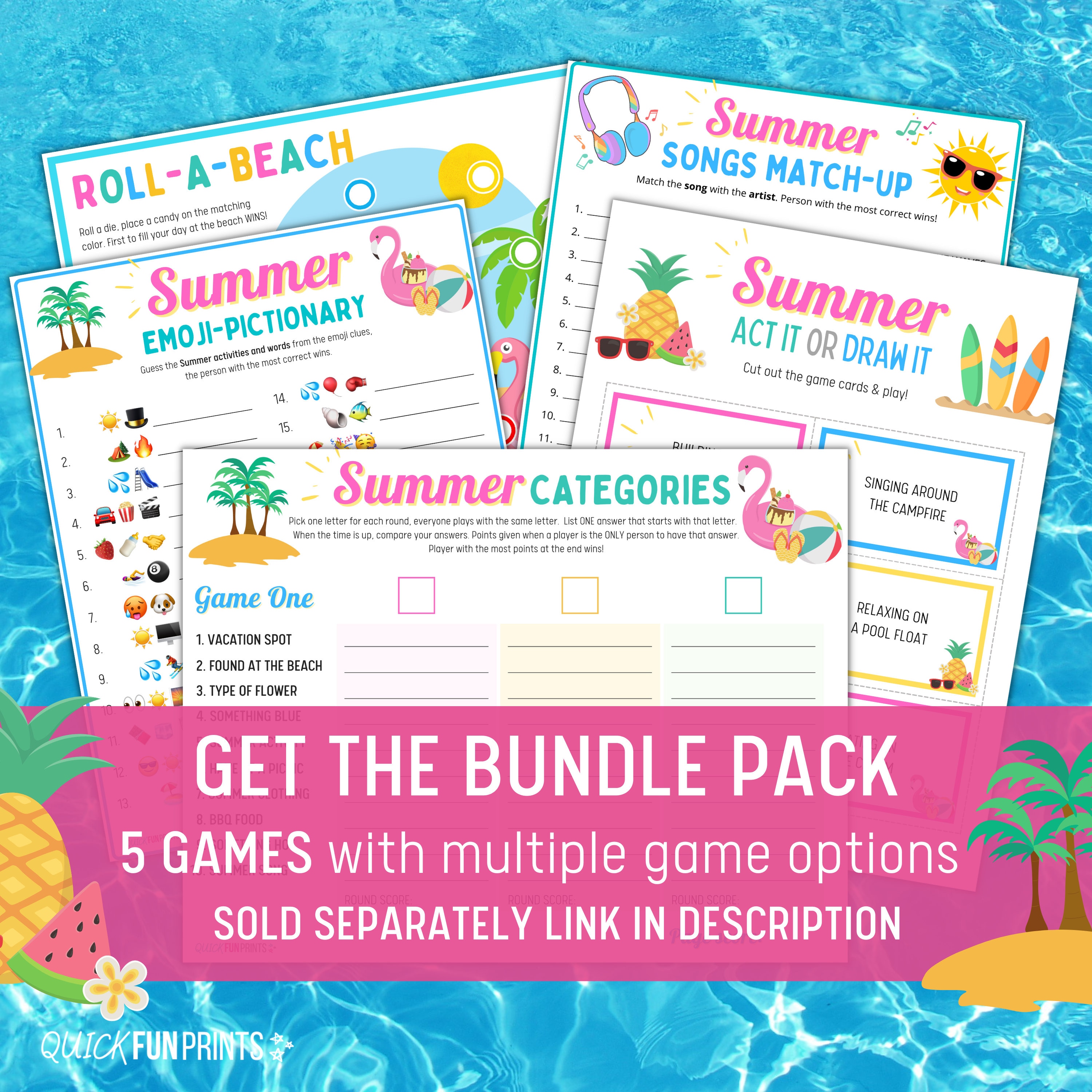 SUMMER Scattergories Game | 2 Game Lists | Categories Printable Game ...