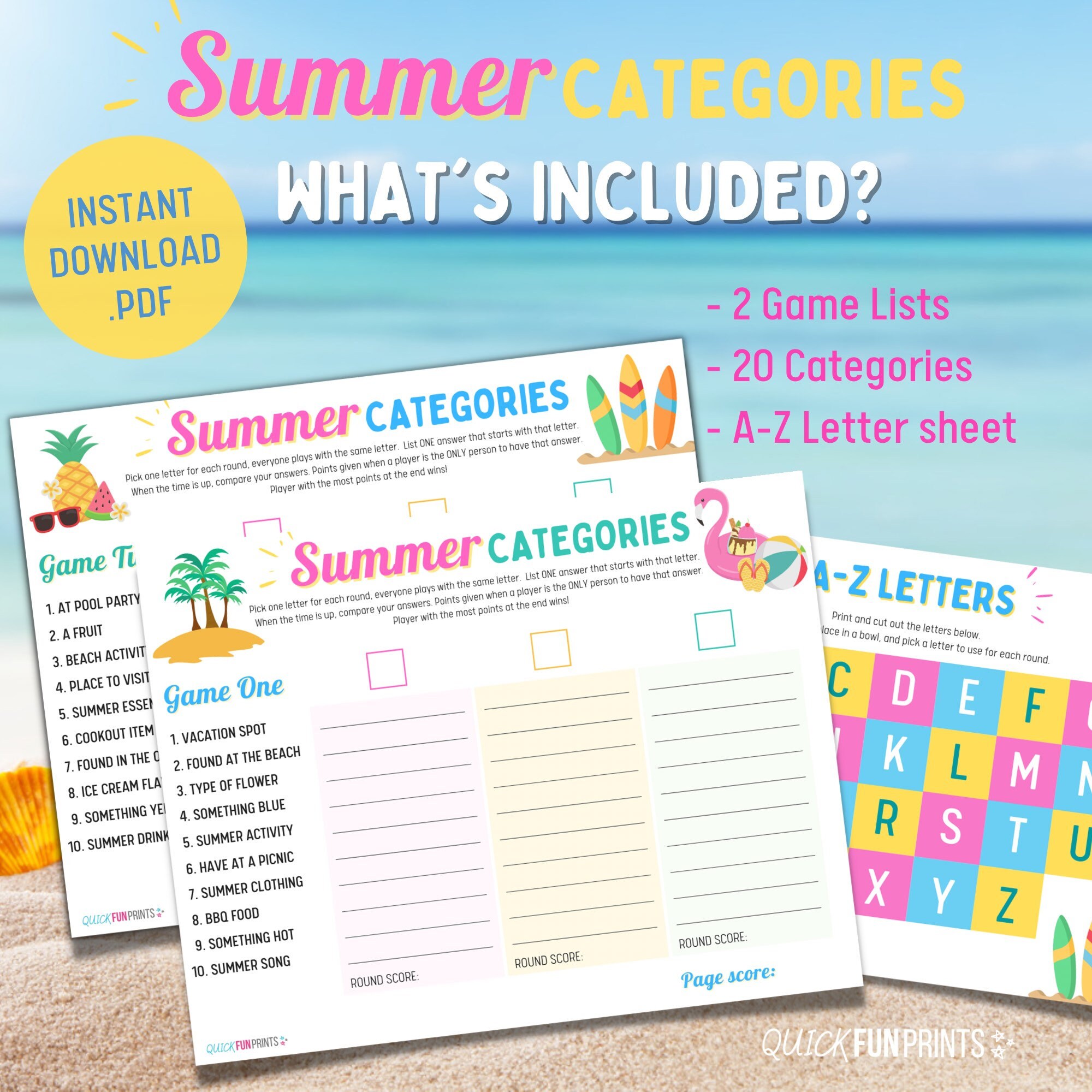 SUMMER Scattergories Game 2 Game Lists Categories - Etsy