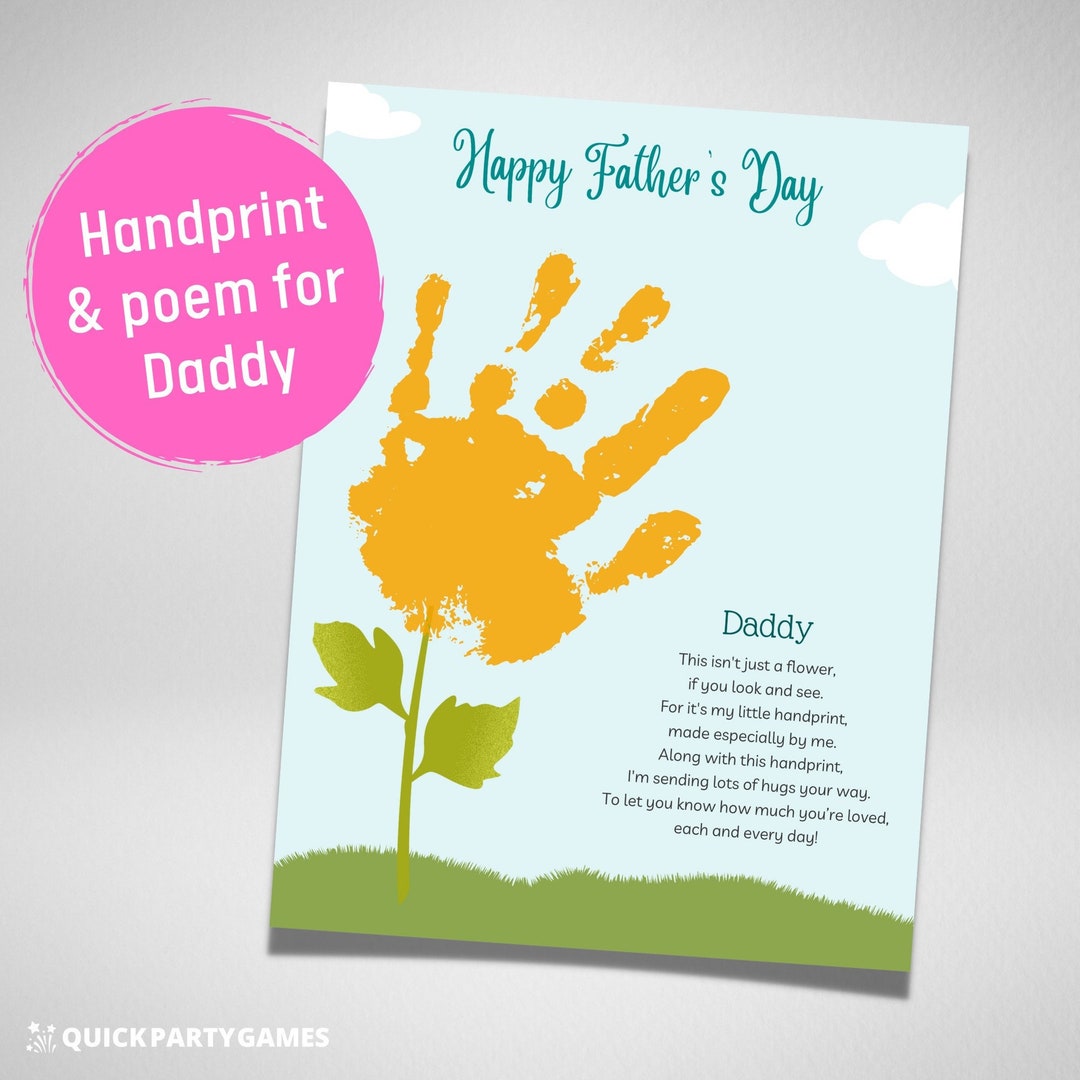Father's Day Flower Handprint Art: Poem Keepsake (digital Print) - Etsy