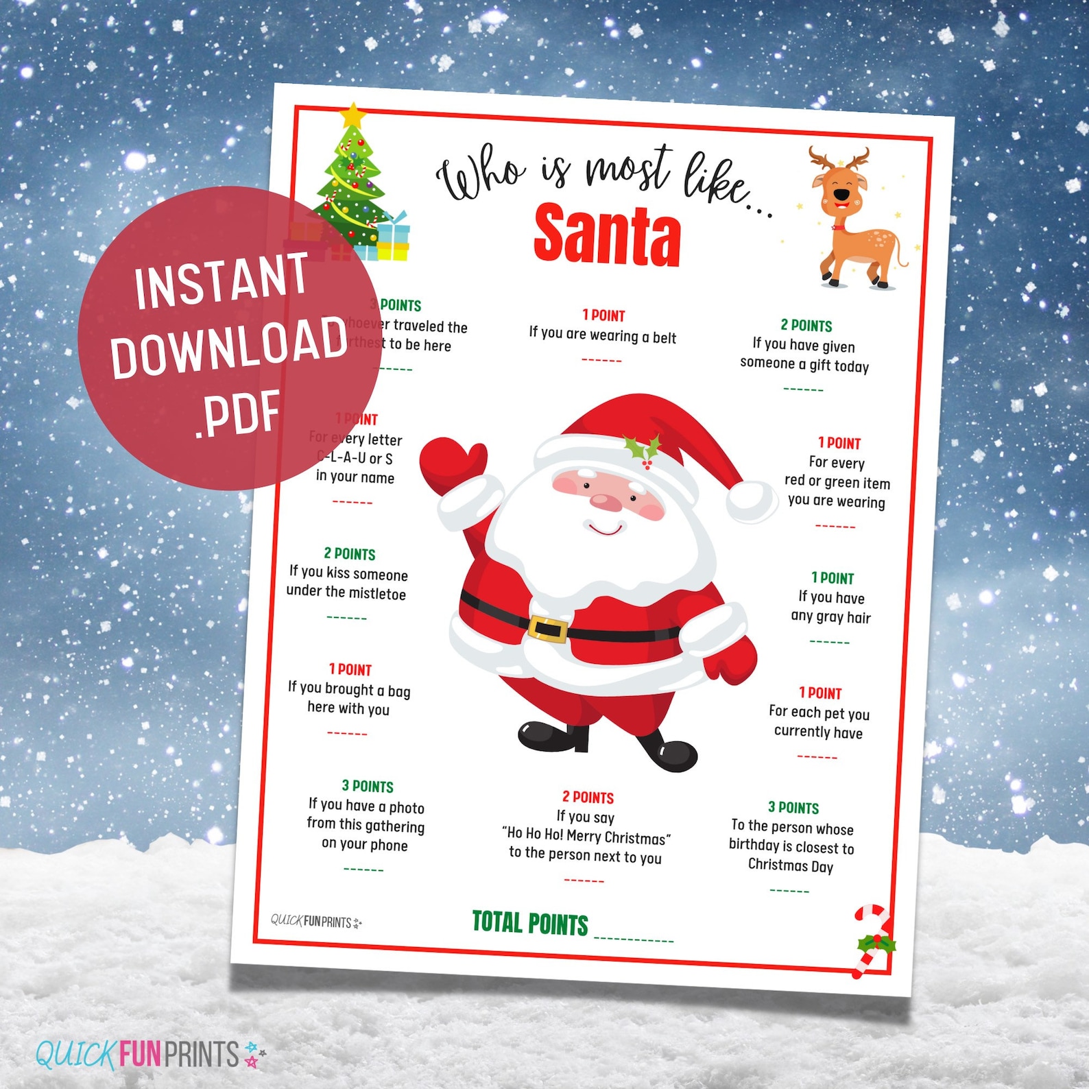 Who's Most Like Santa Game: Christmas Party Icebreaker (printable) - Etsy