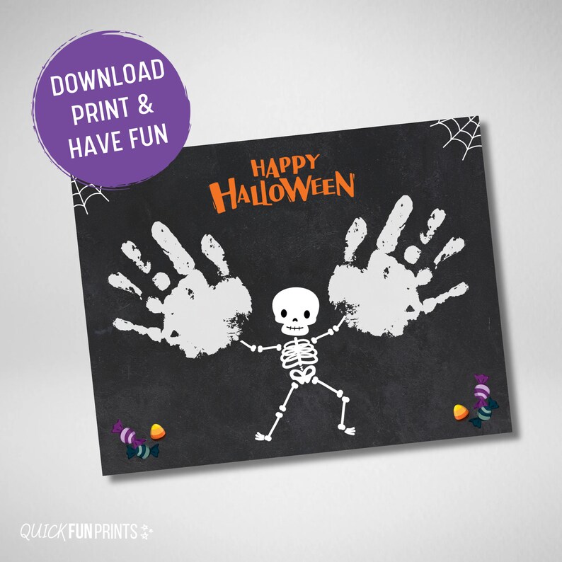 Halloween Skeleton Handprint Art: Personalized Keepsake or Gift ...