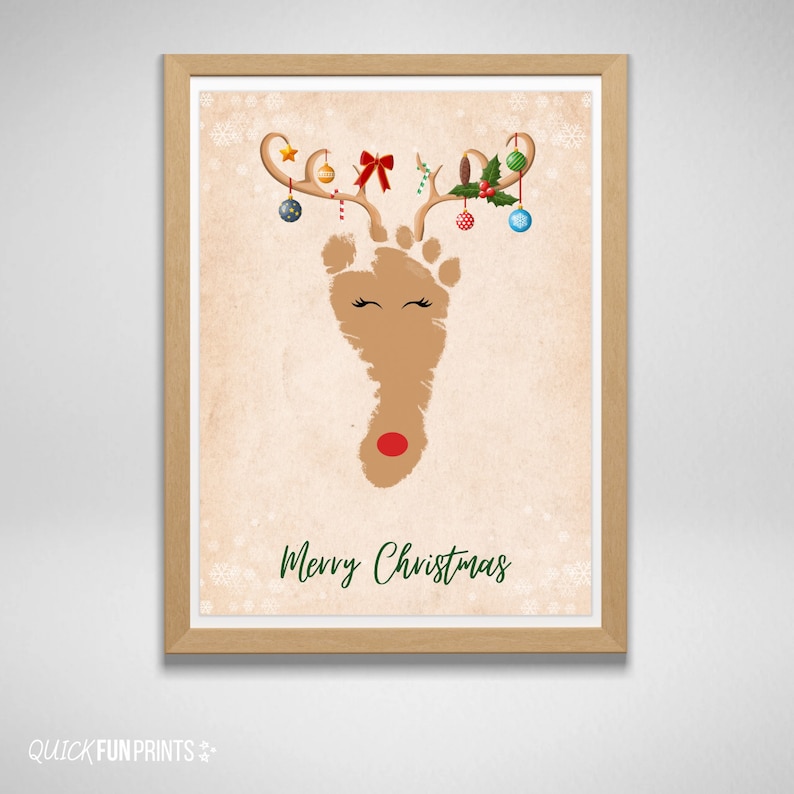 Christmas Reindeer Footprint, Christmas Craft, Reindeer Footprint ...