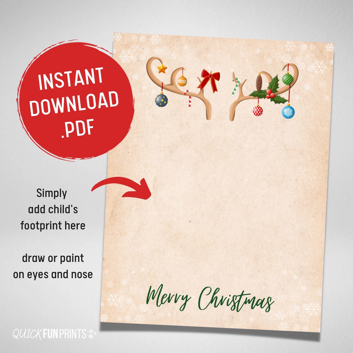 Christmas Reindeer Footprint, Christmas Craft, Reindeer Footprint ...