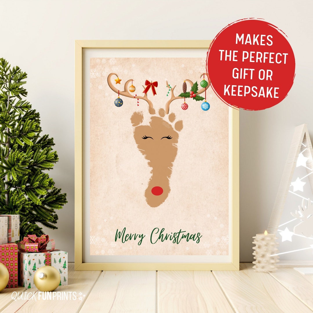 Christmas Reindeer Footprint, Christmas Craft, Reindeer Footprint ...