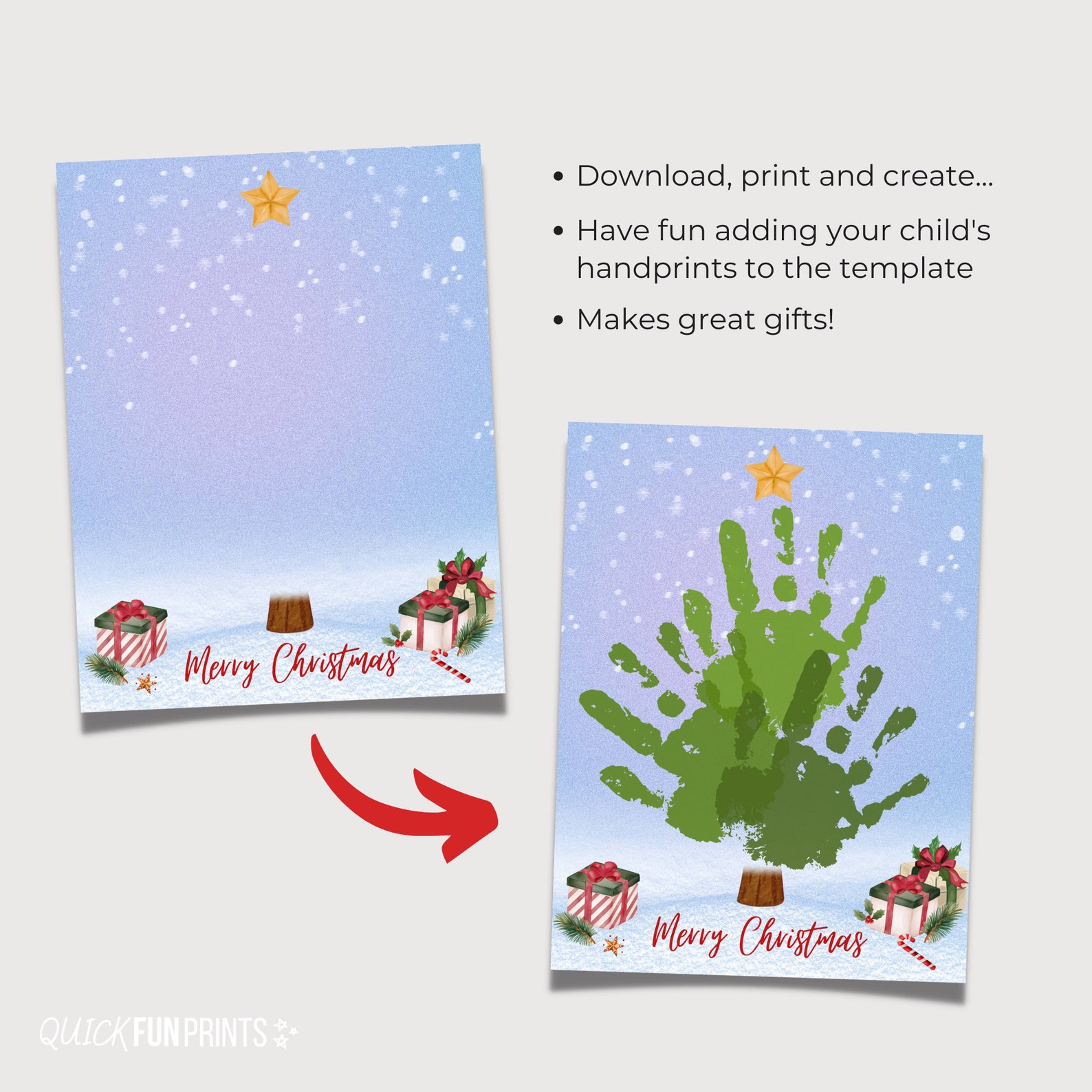 CHRISTMAS Tree Handprint, Christmas Kids Craft, Christmas Handprints ...