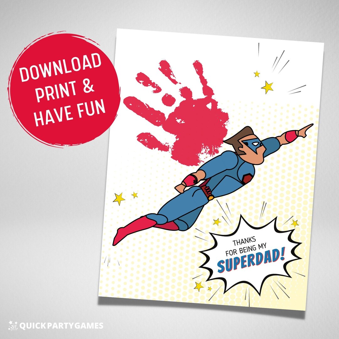 SUPERDAD Father's Day Printable | Handprint Art Craft | Superhero ...