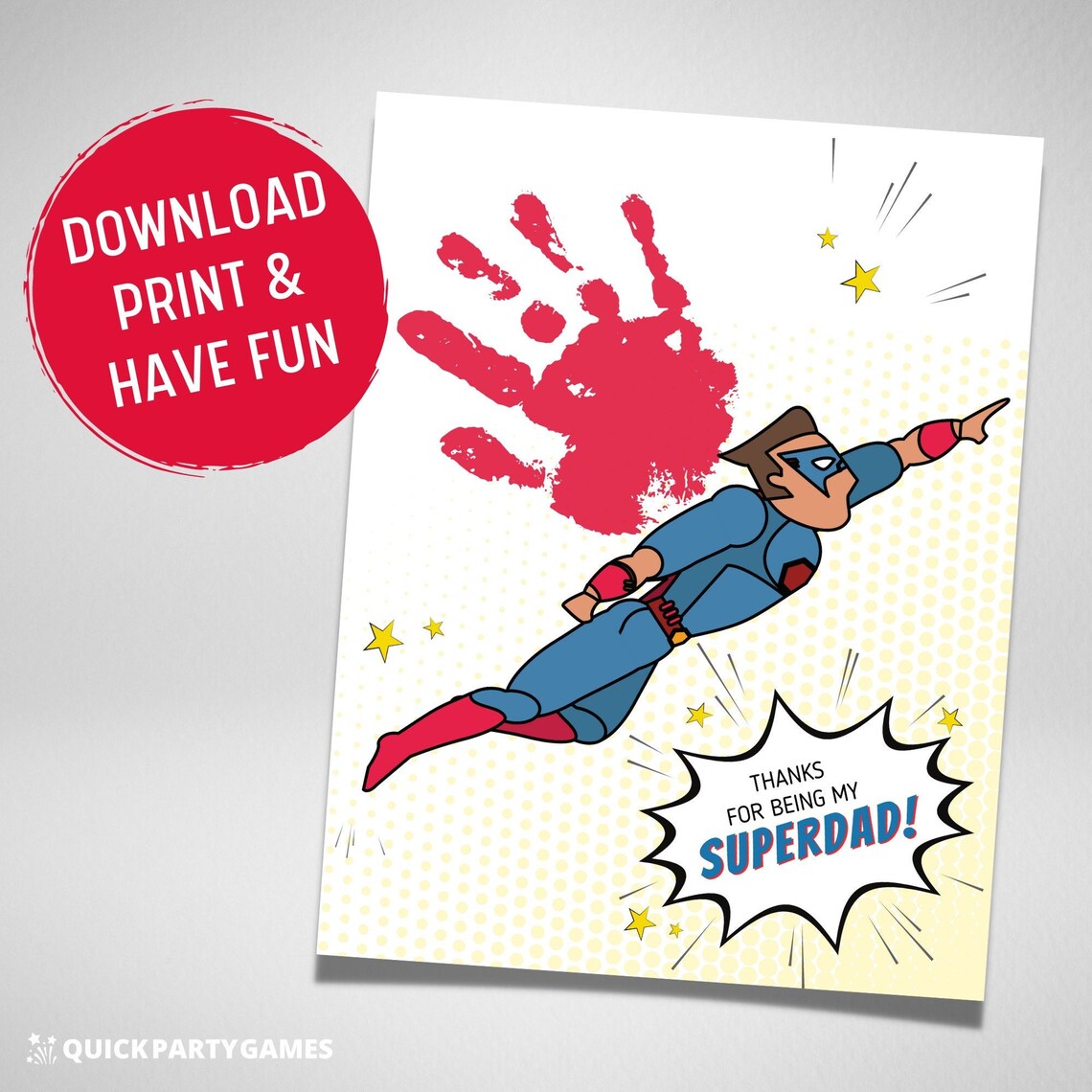 SUPERDAD Father's Day Printable | Handprint Art Craft | Superhero ...