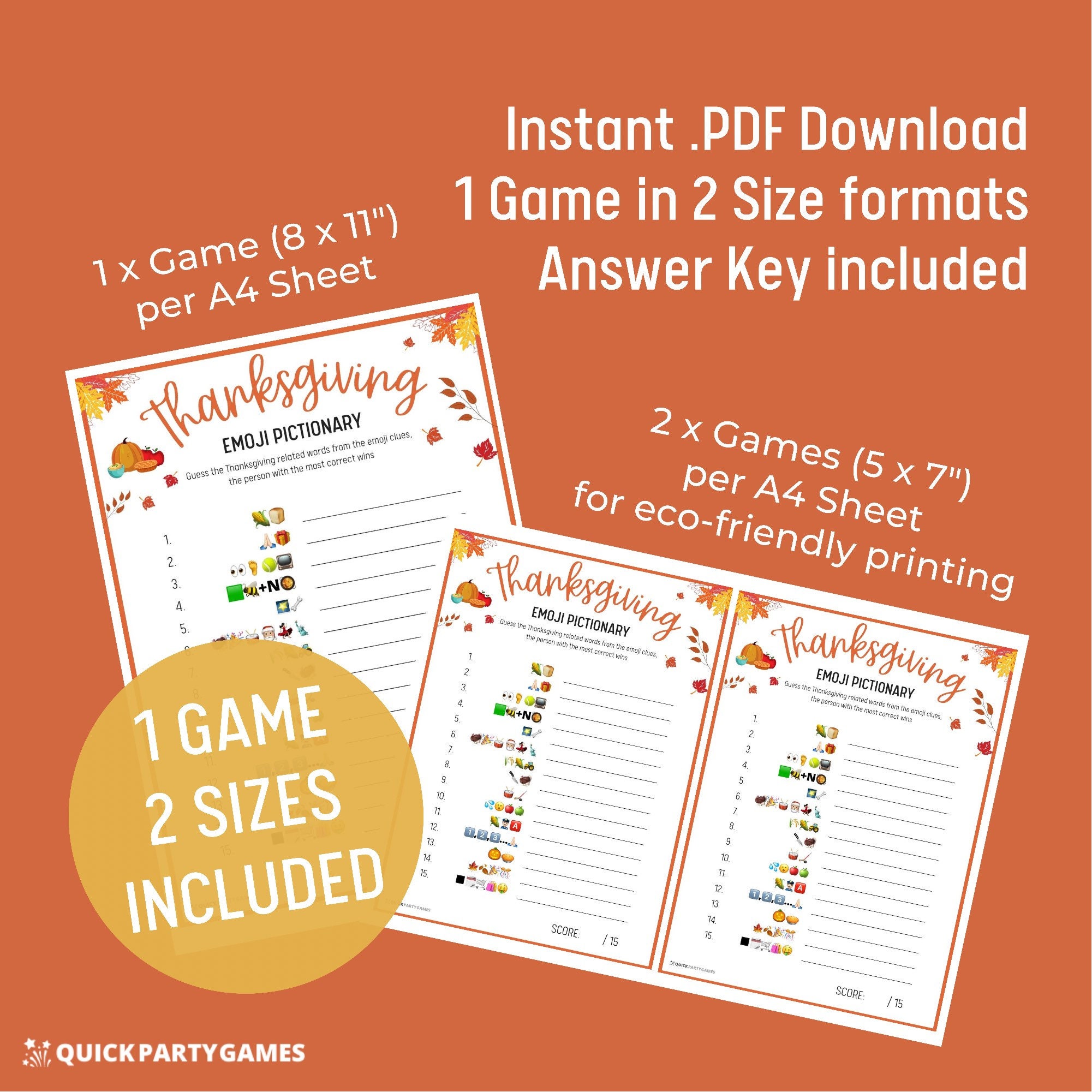 Thanksgiving EMOJI Pictionary, Thanksgiving Family Game, Thanksgiving ...