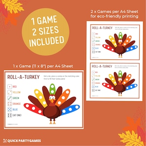 Roll A Turkey Game, Thanksgiving Game for Kids, Roll A Turkey Dice Game ...
