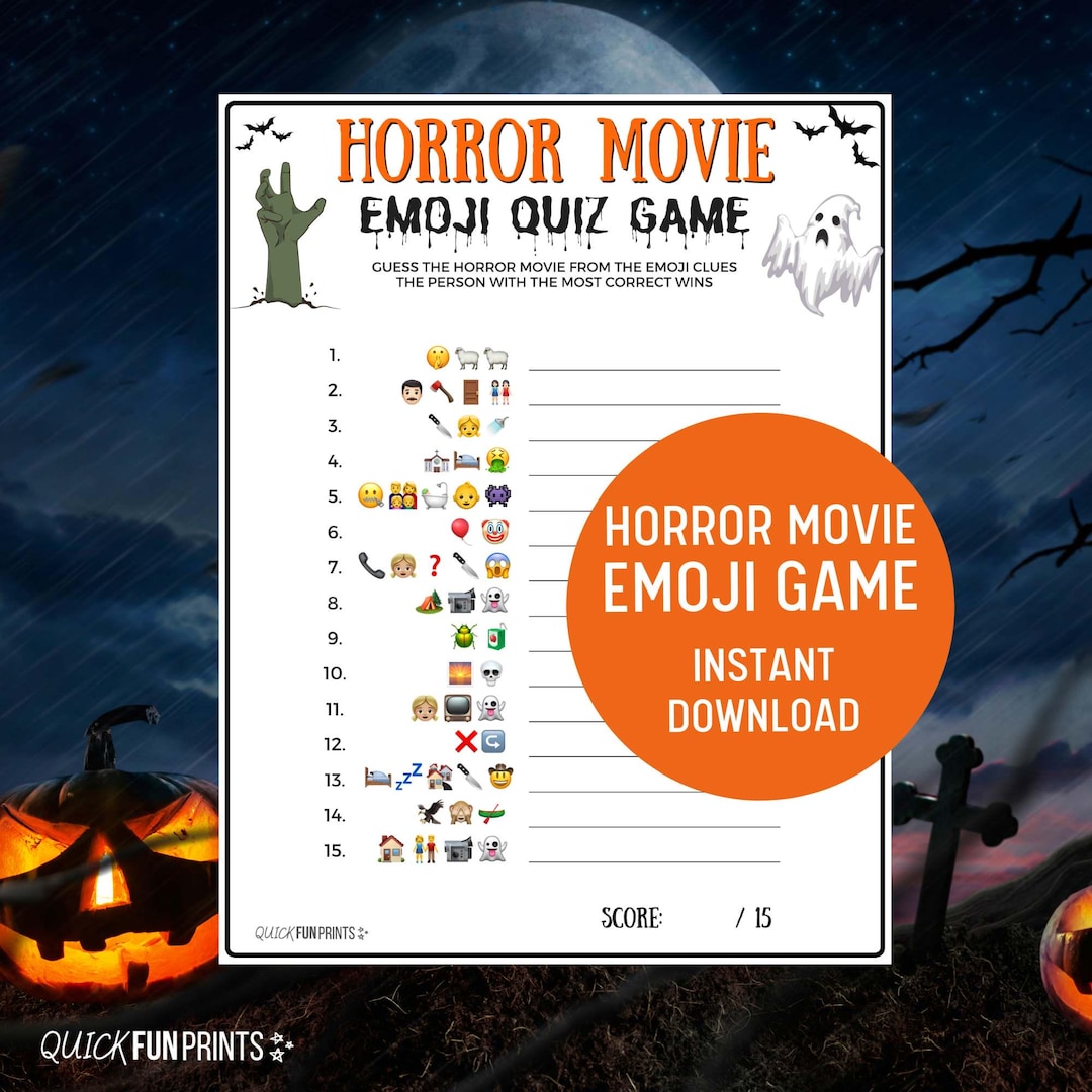 Horror Movie Emoji Pictionary, Halloween Party Game, Horror Movie Emoji ...