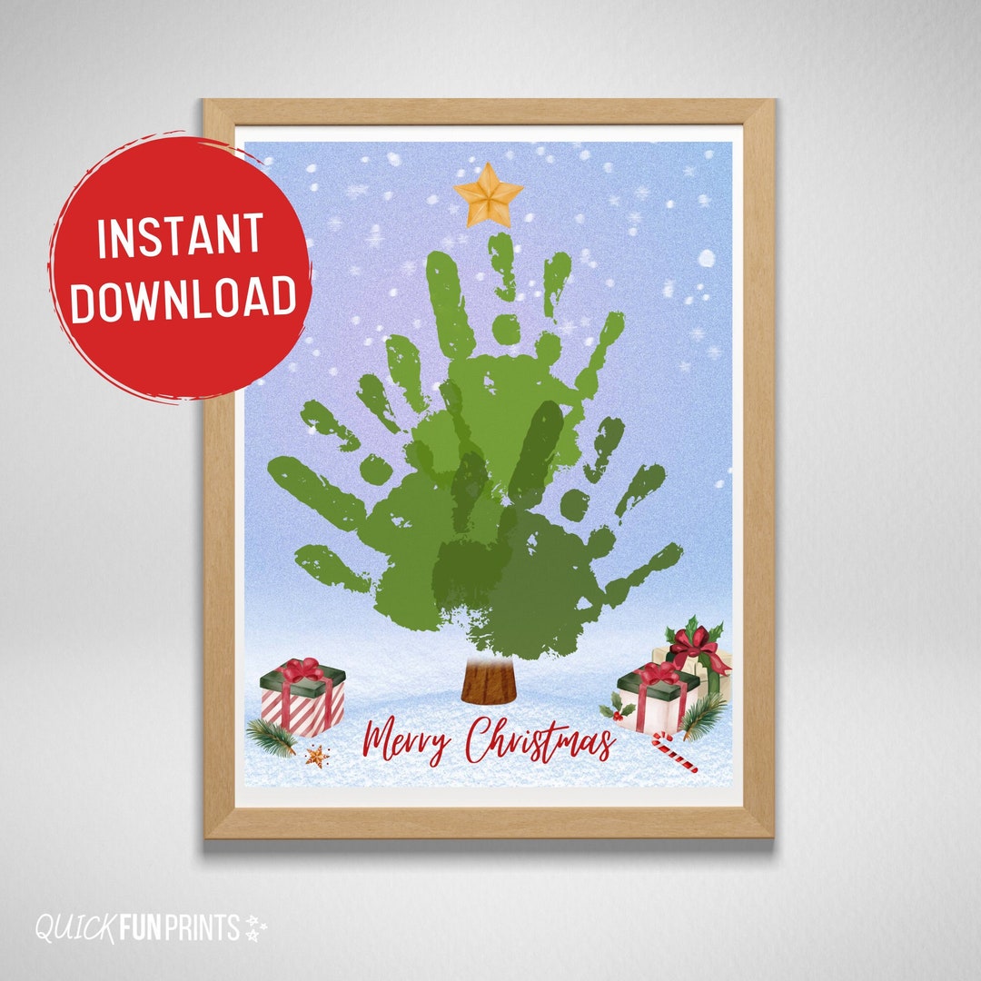 CHRISTMAS Tree Handprint, Christmas Kids Craft, Christmas Handprints ...