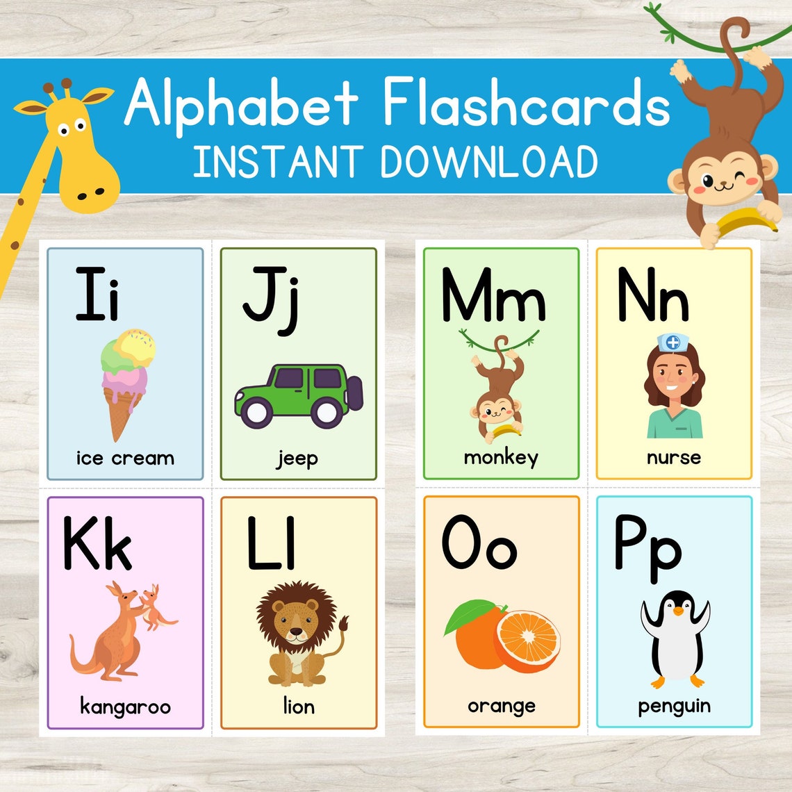 ABC Flash Cards Printable: Kids Learning Alphabet (digital Download) - Etsy