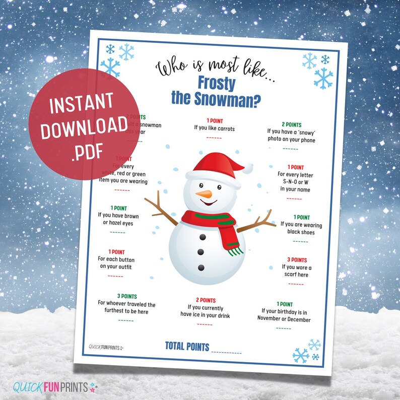 Snowman Holiday Game, Who is Most Frosty the Snowman, Fun Christmas ...