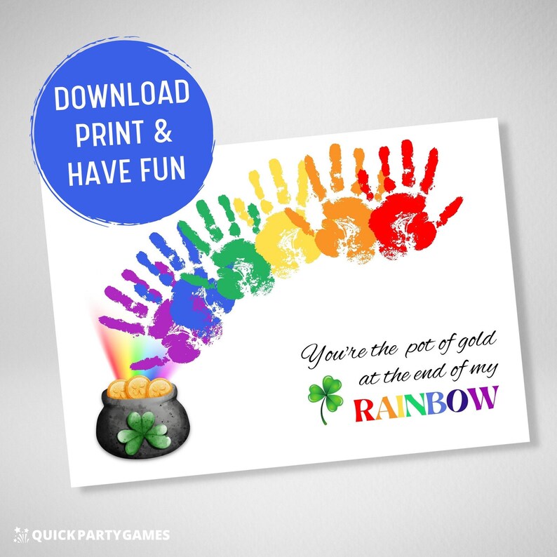 Printable Rainbow & Pot of Gold Handprint St Patricks | Etsy