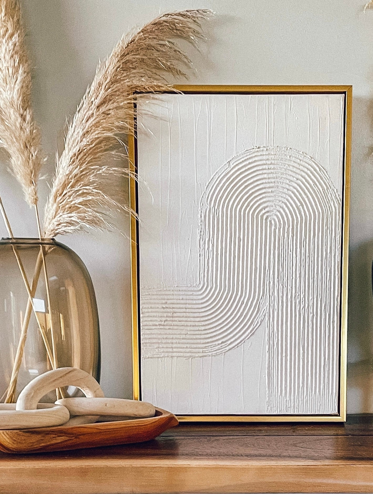 Gold Framed Plaster Canvased Painting White Arched Plaster - Etsy