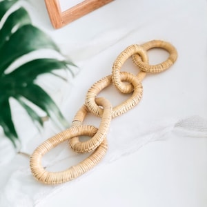 Rattan Wooden Chain Link Decor - 19in Hand Carved & Hand Woven ...
