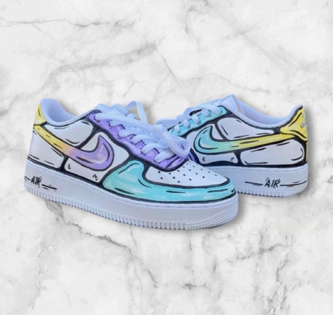 Nike Air Force One AF1 Purple Teal Yellow Kids Children Adult Shoes - Etsy