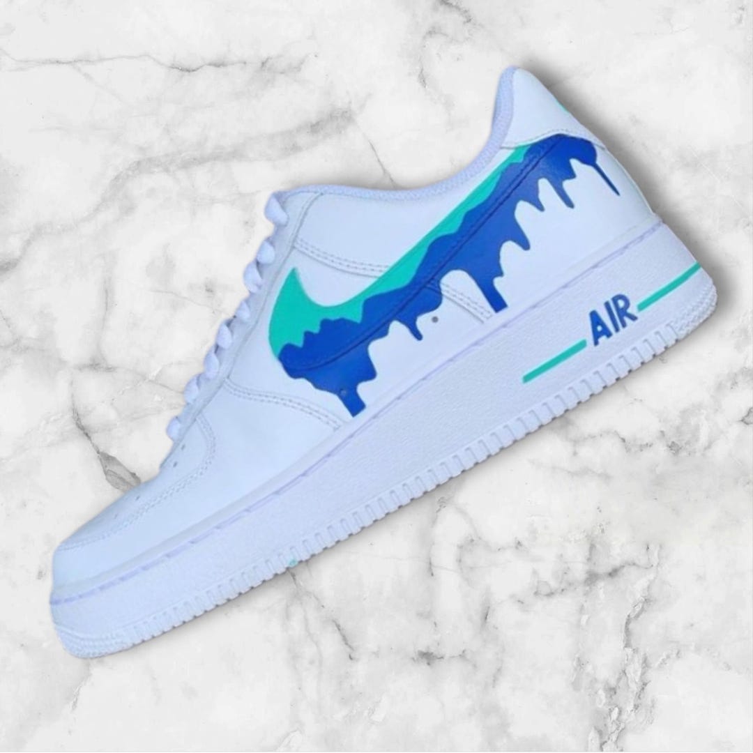 Nike Air Force One AF1 Blue Drip Kids Children Adult Shoes - Etsy