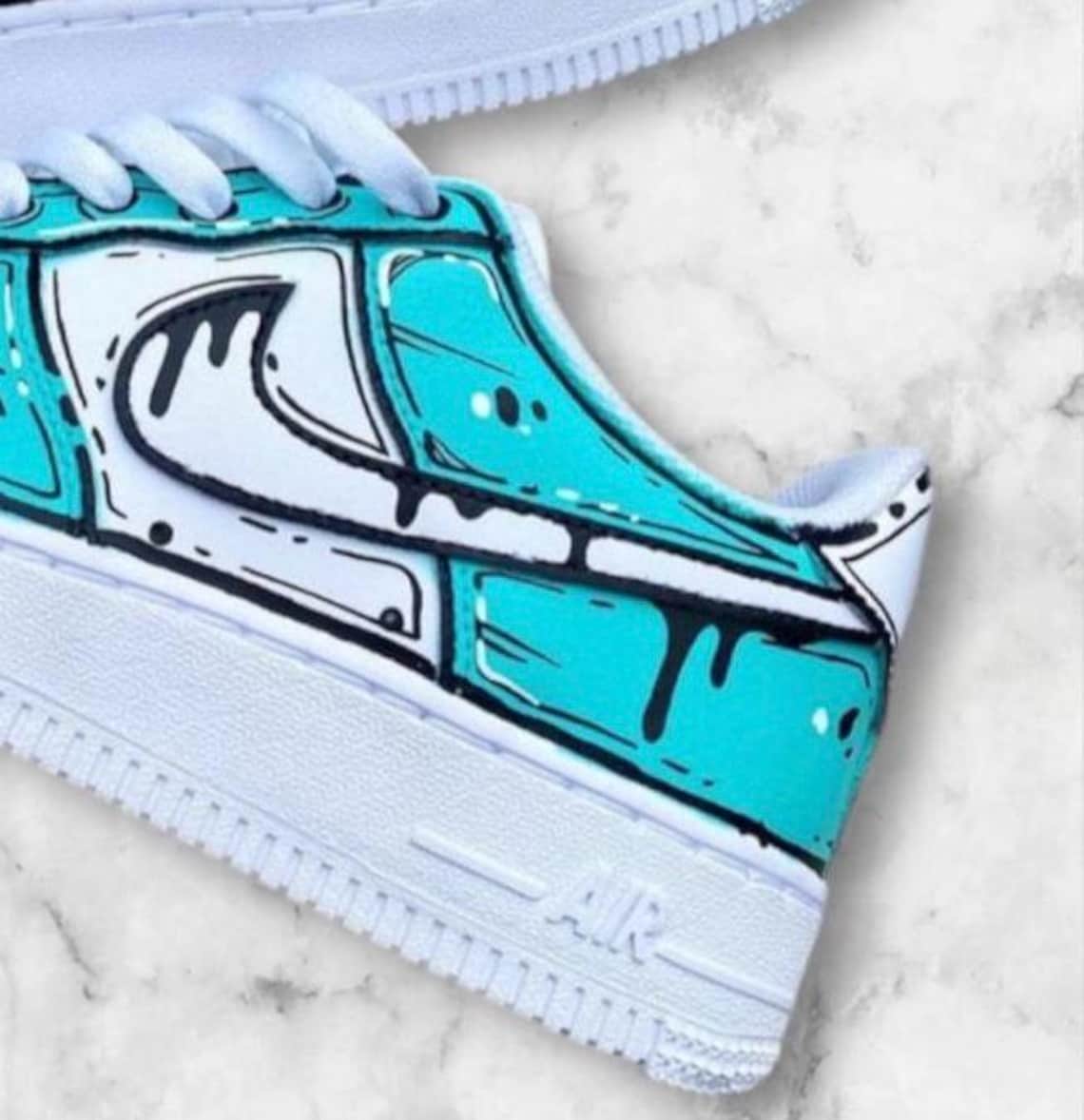 Custom Nike Air Force 1 Real and Black Comic Shoes – Hand Painted ...