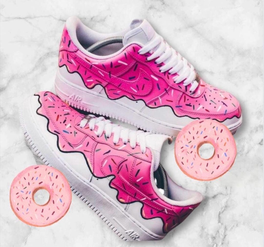 Custom Nike Air Force 1 Pink Icing Shoes – Hand Painted Drip Design ...