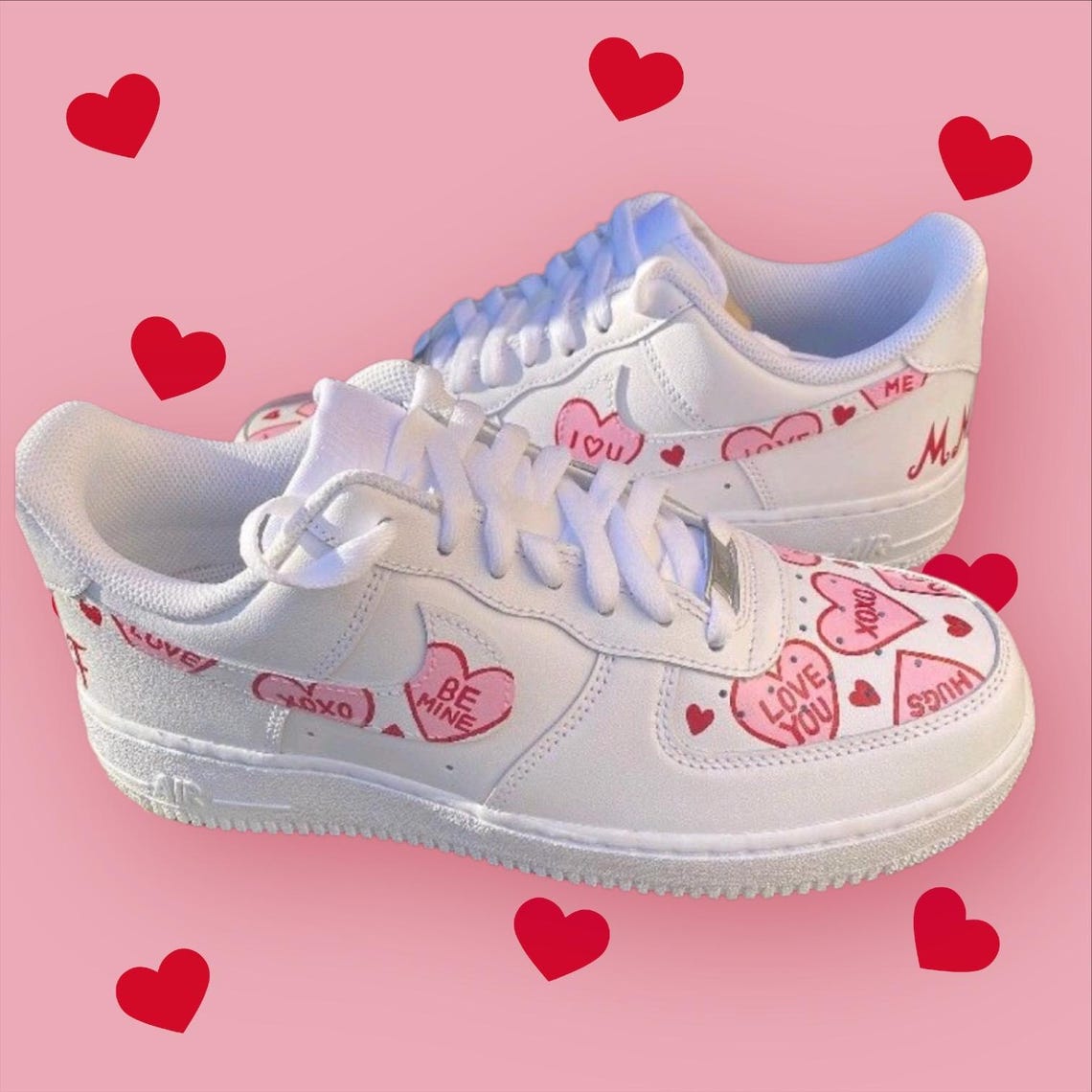 Nike Air Force One AF1 Valentines Day Pink Heart Kids Children Adult ...