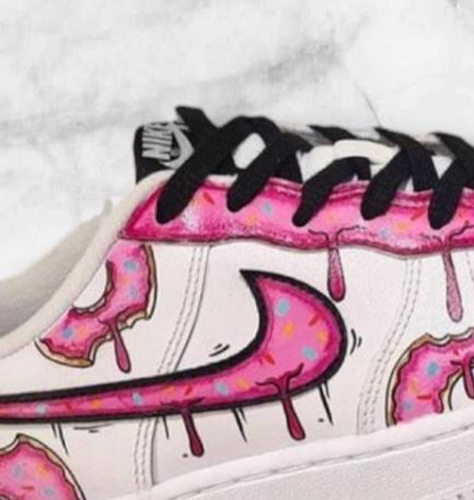 Nike Air Force One AF1 Pink Donut Hand Painted Popular Drip Kids ...