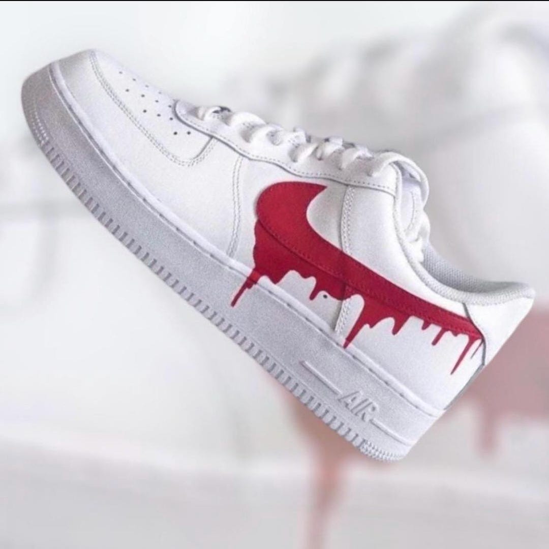Nike Air Force One AF1 Ruby Red Drip Kids Children Adult Shoes - Etsy