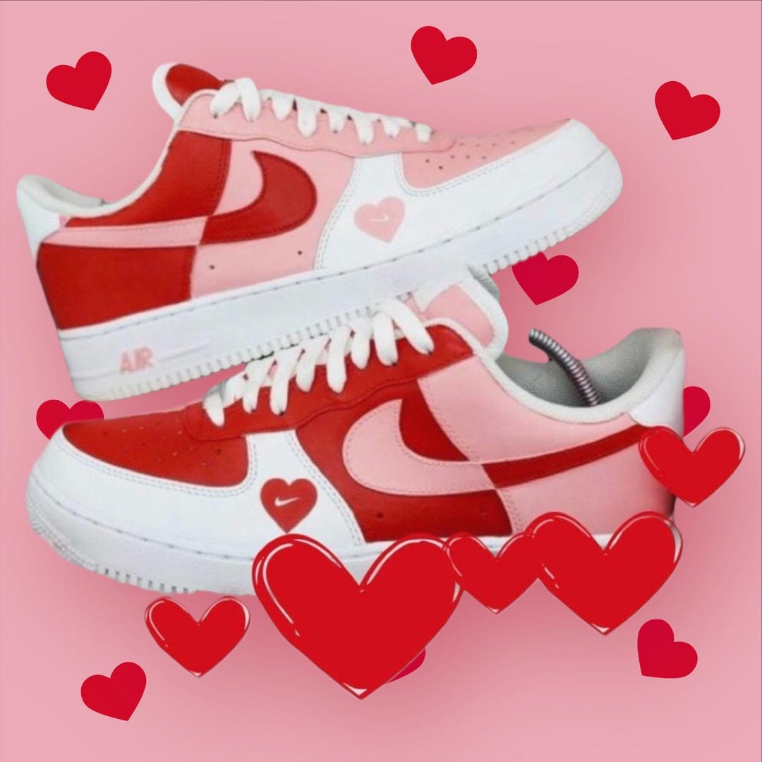 Custom Red and Pink Heart Nike Air Force 1 | Hand-painted Valentine’s ...