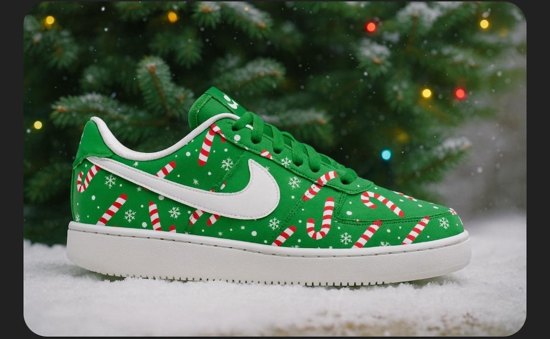 Hand Painted Candy Cane Christmas Nike Court Borough Low Recraft Shoes ...