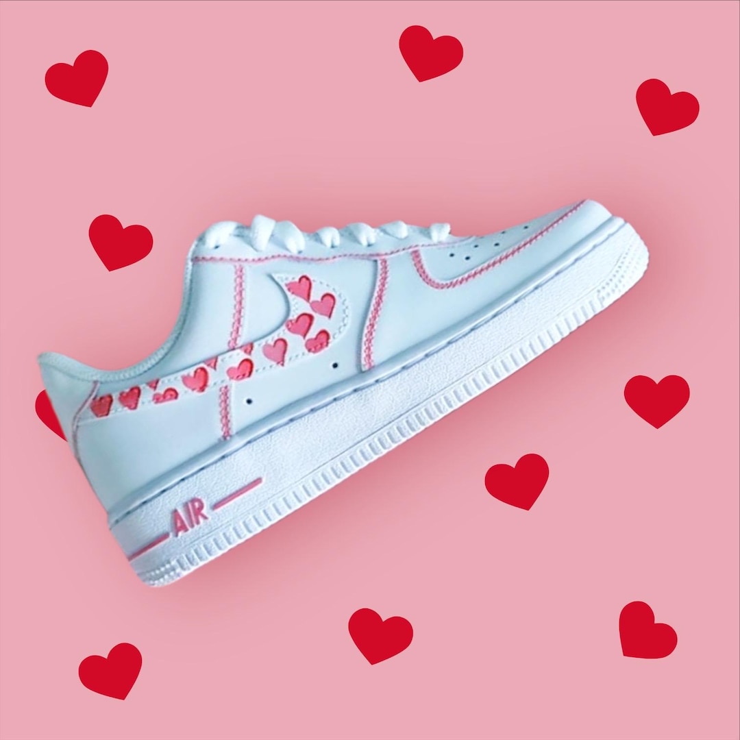 Nike Air Force One AF1 Valentines Day Pink Heart Kids Children Adult ...