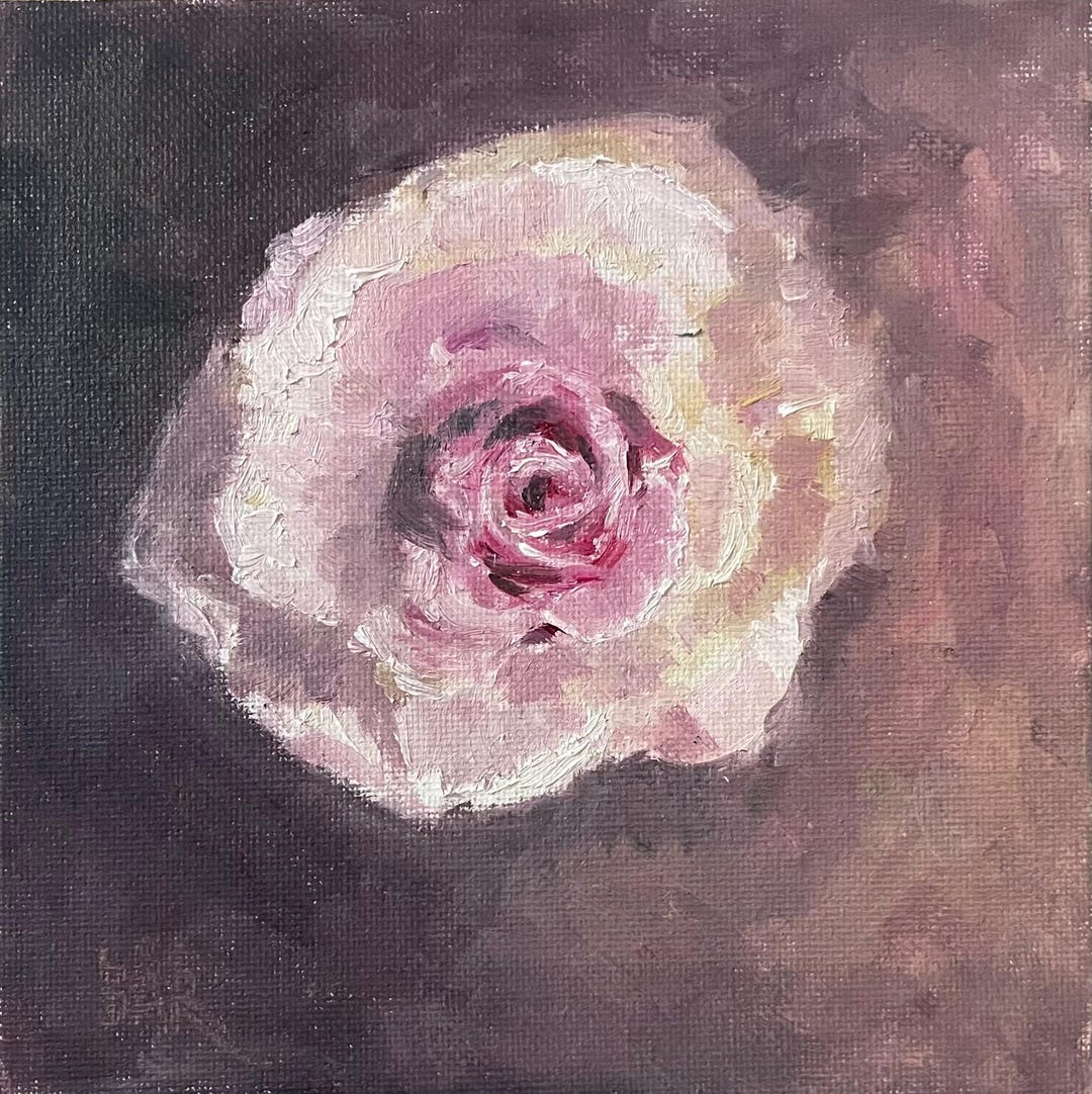 The Portrait of a Rose 1, Original Oil Painting by Bellaaurorariveraart ...