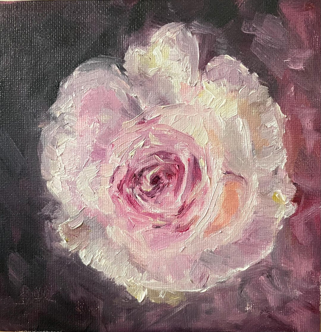 The Portrait of a Rose 3, Original Oil Painting by Bellaaurorariveraart ...