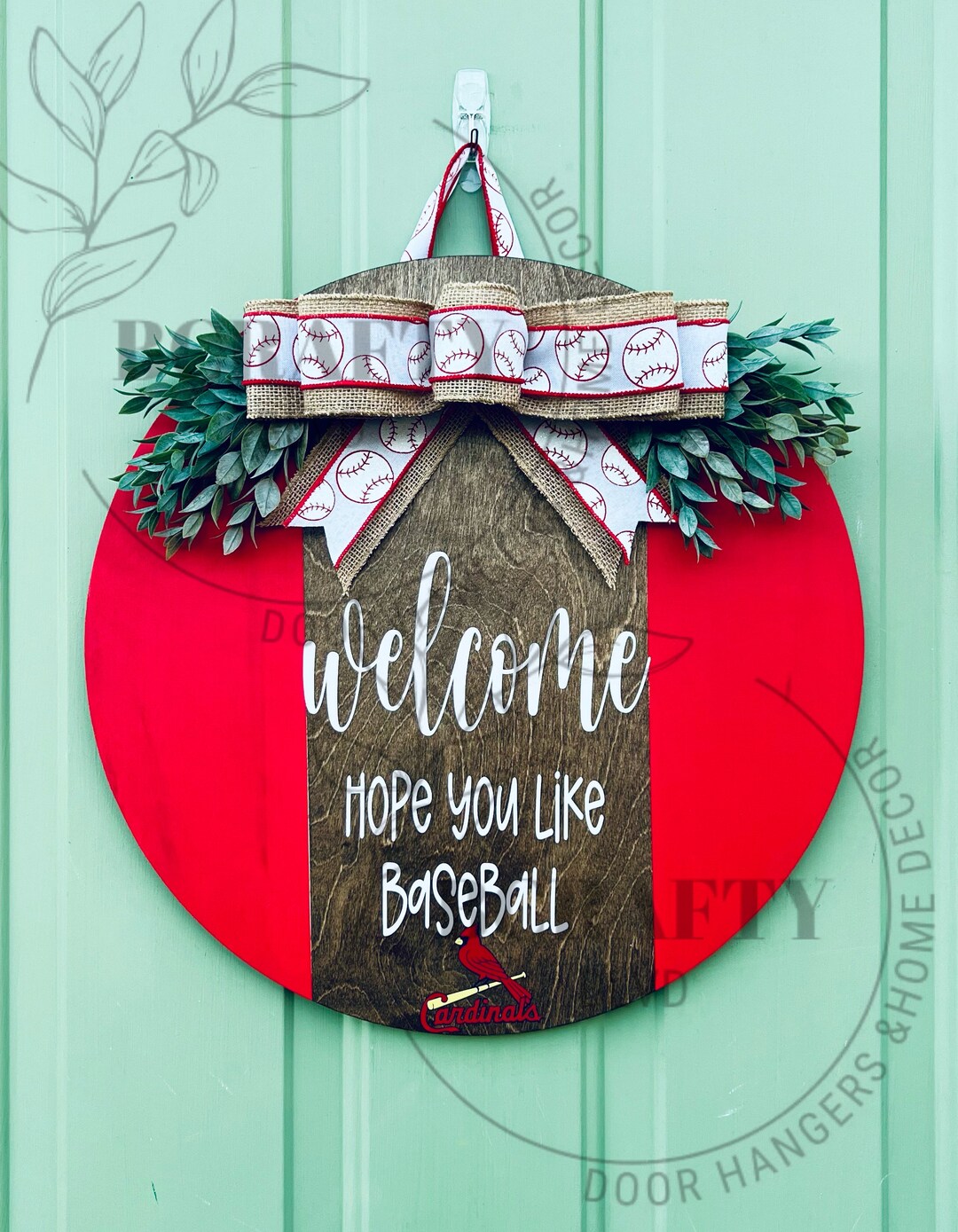 Baseball Door Hanger, Any Team, Cardinals Baseball, Baseball Decor, STL ...