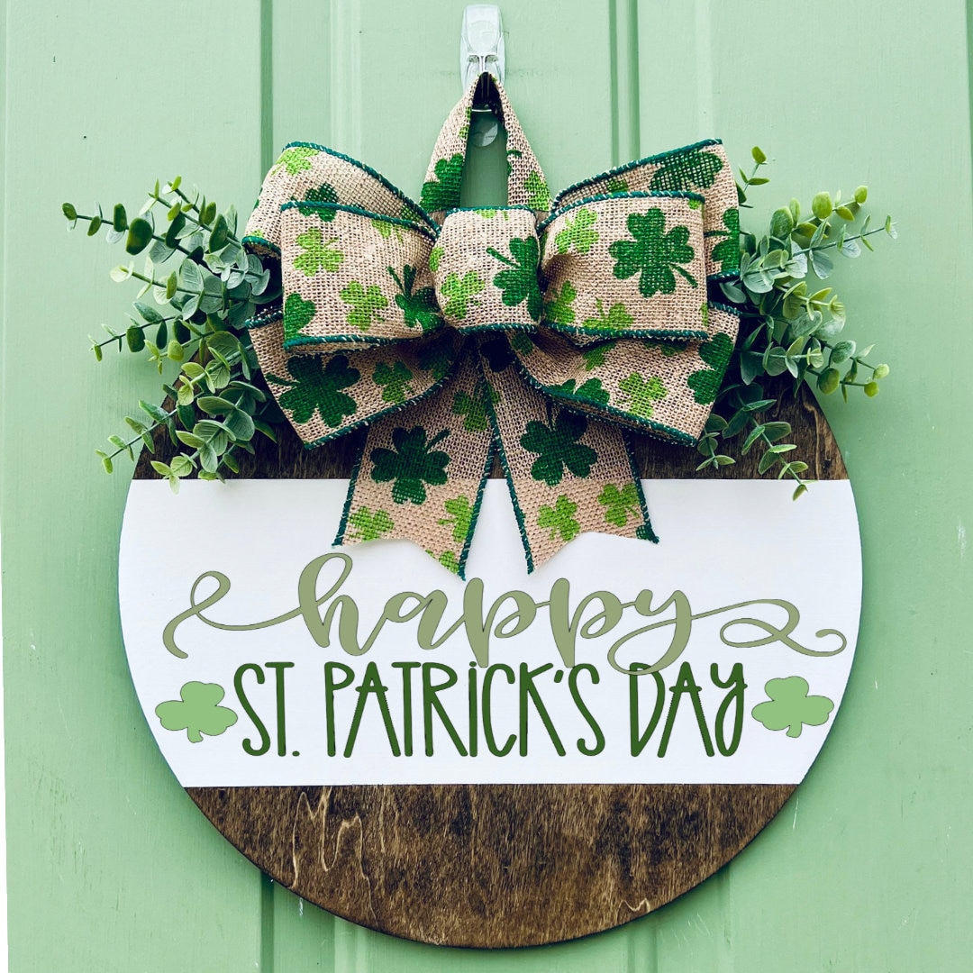 Happy St Patricks Day Door Hanger St Pattys Day Wreath Front Door